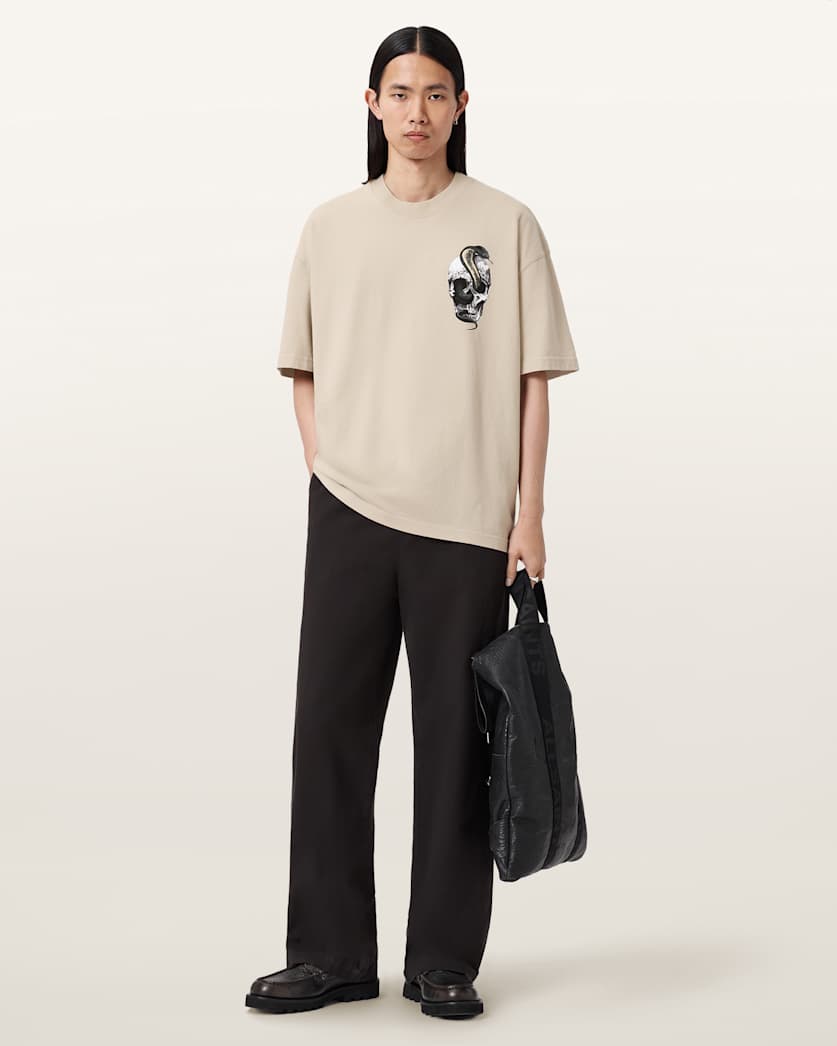 Snakehead Oversized Graphic T-Shirt ALMOND WHITE | ALLSAINTS Canada